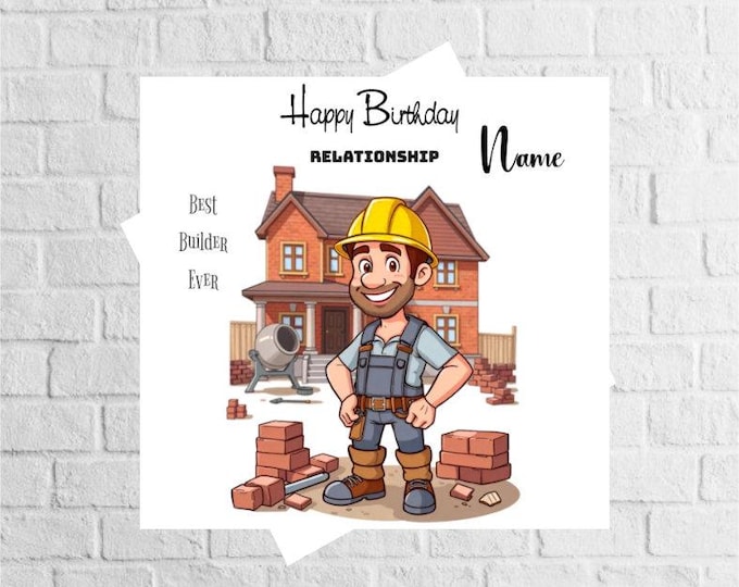 Personalised Birthday Card for a House Builder, Bricklayer, Brickie, Builder - Etsy UK