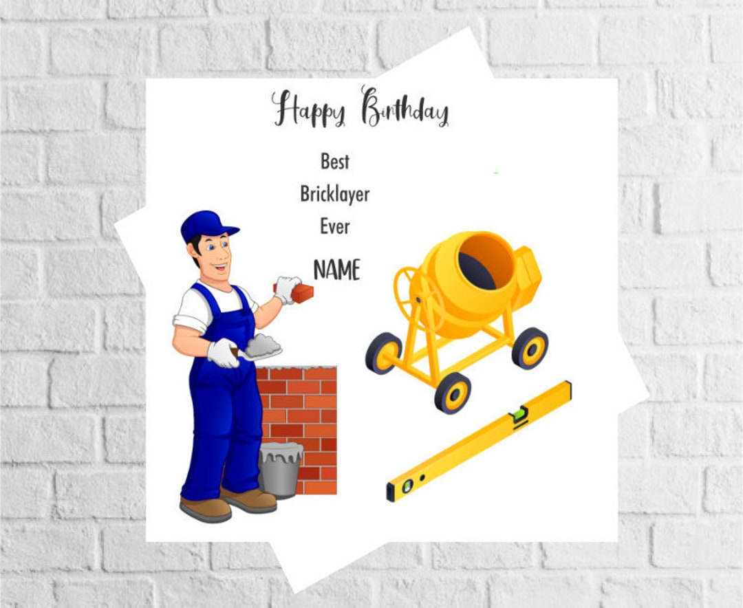 Personalised Birthday Card for a Bricklayer, Brickie, Builder - Etsy UK