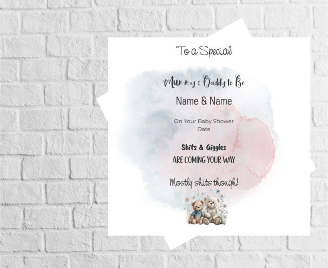 Personalised Card for a Baby Shower, Personalised Card for the Parents ...