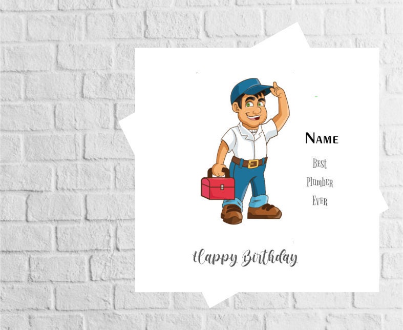 Personalised Birthday Card for a Plumber Card for Workman Card for ...