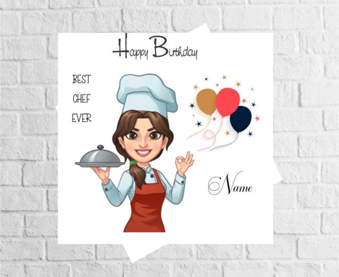 Personalised Birthday Card for a Female Chef, Happy Birthday Chef ...
