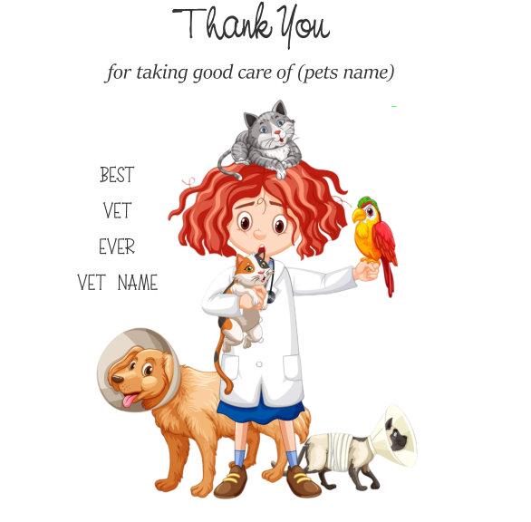 Thank You Card for a Vet, Thank You for Making My Pet Better - Etsy UK