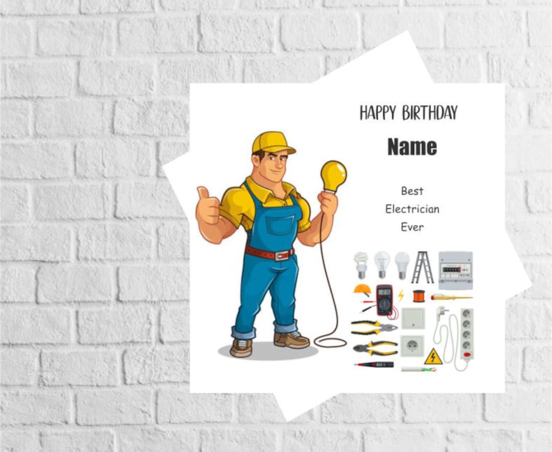 Personalised Birthday Card for an Electrician, Happy Birthday ...
