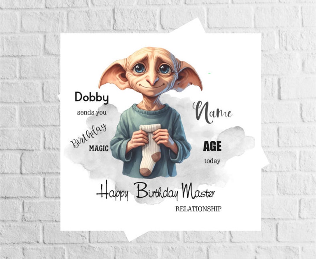 Personalised Themed Birthday Card for a Harry Potter Fan, Dobby Card ...