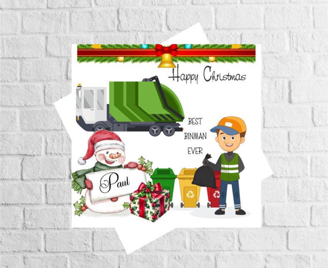 Personalised Christmas Card for a Binman, Refuse Collector - Etsy UK