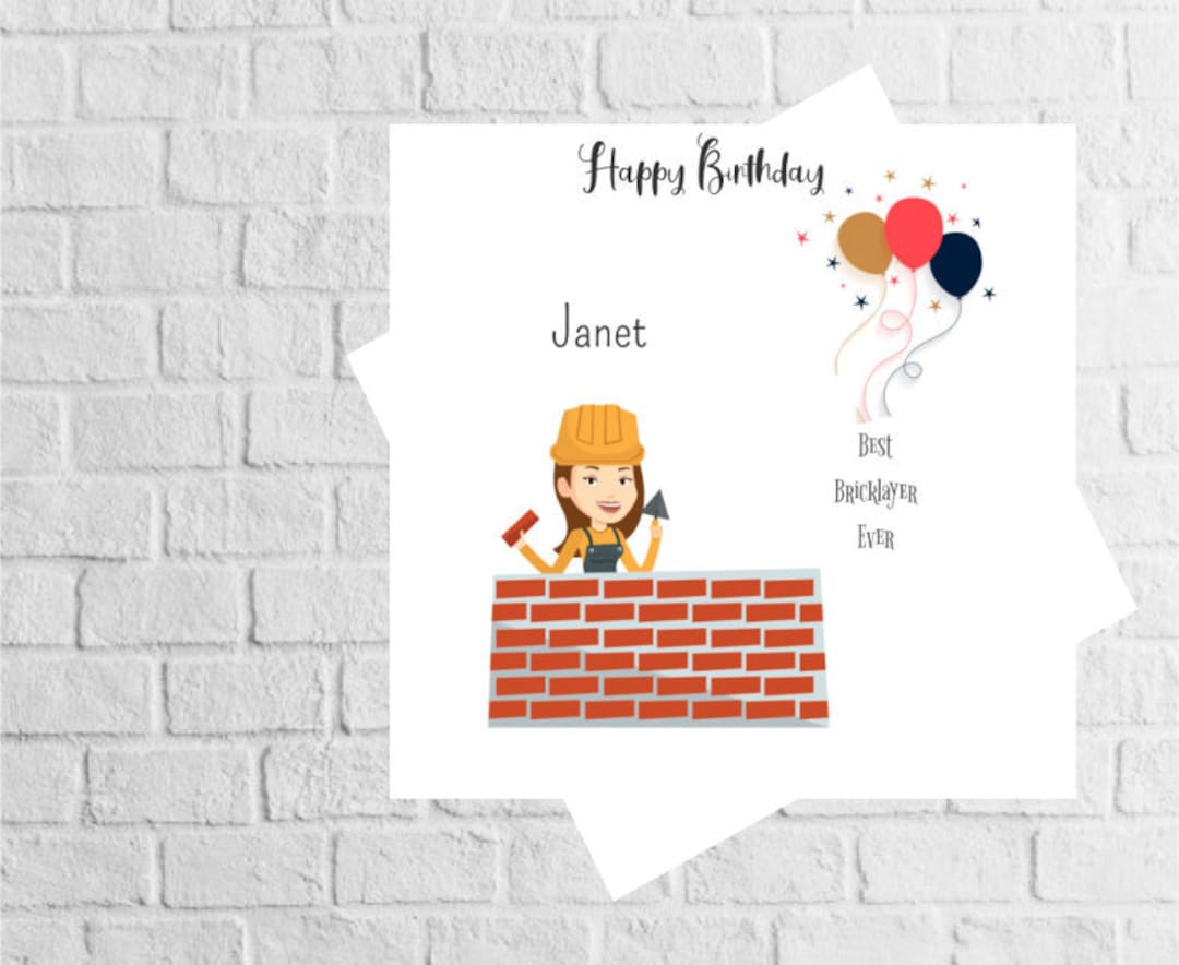 Personalised Birthday Card for a Female Bricklayer, Brickie, Builder - Etsy