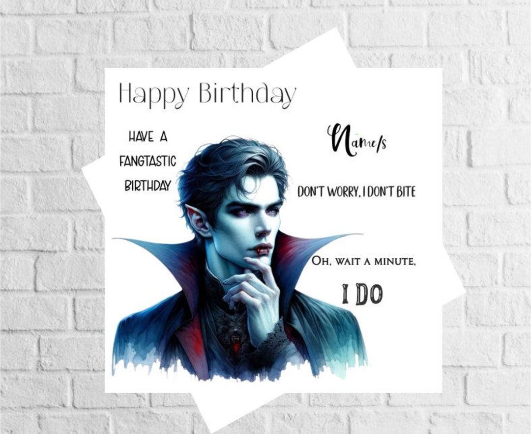 Personalised Vampire, Gothic Inspired Birthday Card for Vampire ...