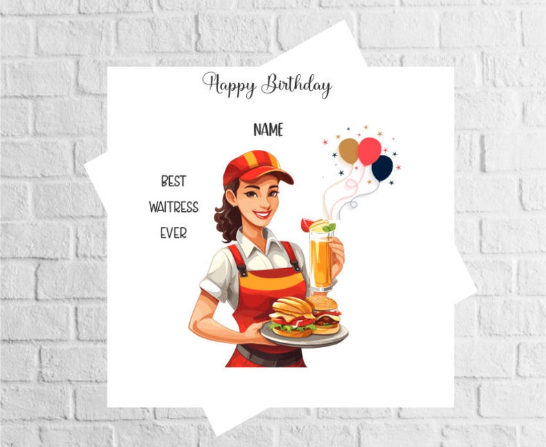 Personalised Birthday Card for a WAITRESS, Waitress Birthday, - Etsy