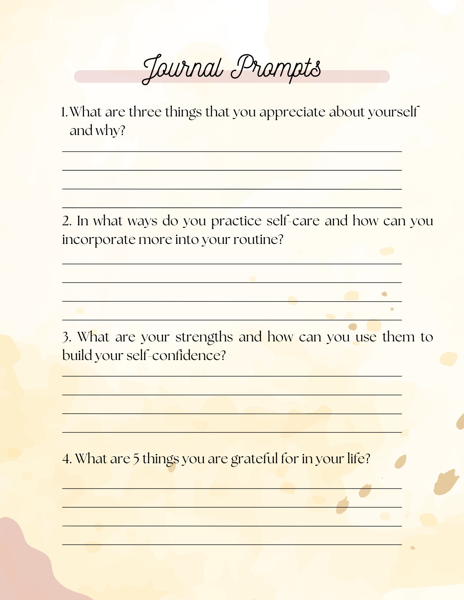 Printable Journal Pages With Prompts|self Awareness|personal ...