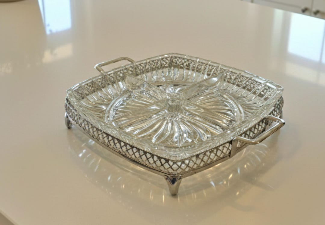 Vintage Glass, Queen Anne Style Four Section Serving Dish - Etsy