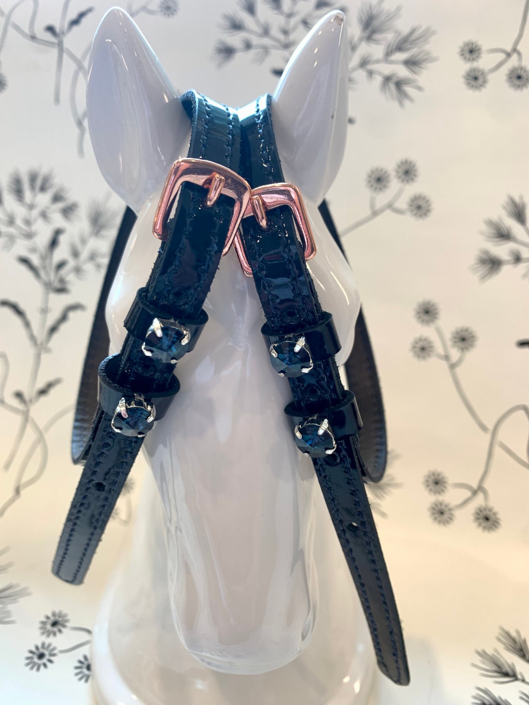 Patent English Leather Spur Straps With Rose Gold Buckles - Etsy