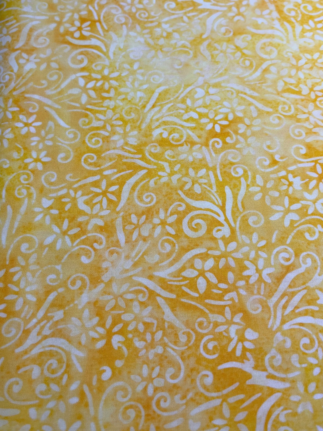 Batik Yellow Floral Wave by Robert Kaufman Artisan Batiks Fabric. BTY ...
