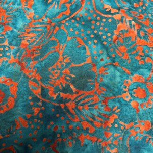 Batik Mystic Teal Gardenias Teal and Copper 2793QX Sequoia Batiks BTY ...