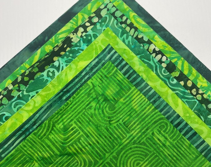 Batik Bright Green Bali Batik Fat Quarter Bundle of 7 Green FQ - Etsy
