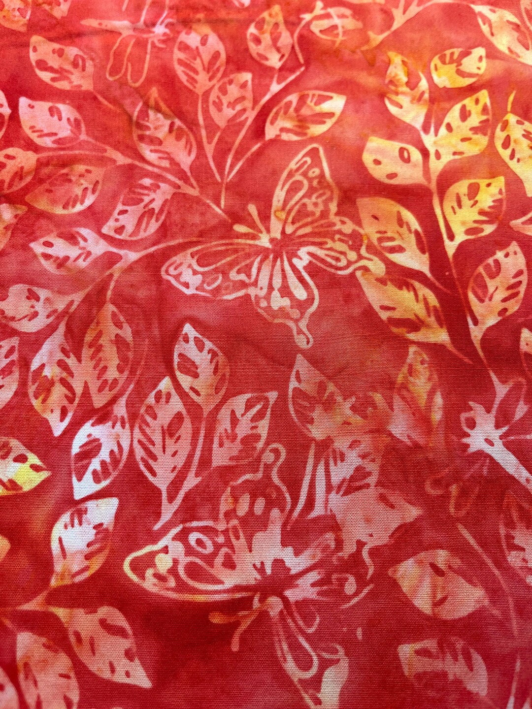 Batik Orange Butterfly Dragonfly Leaves Island Batik 112507282. BTY or ...