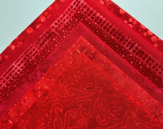 Batik Red Bali Batik Bundle of 7 Different Red Fat Quarters. (FQ) - Etsy