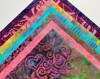 Batik Teal and Brown Fat Quarter Bundle of 7 Blue Green and Brown FQ - Etsy