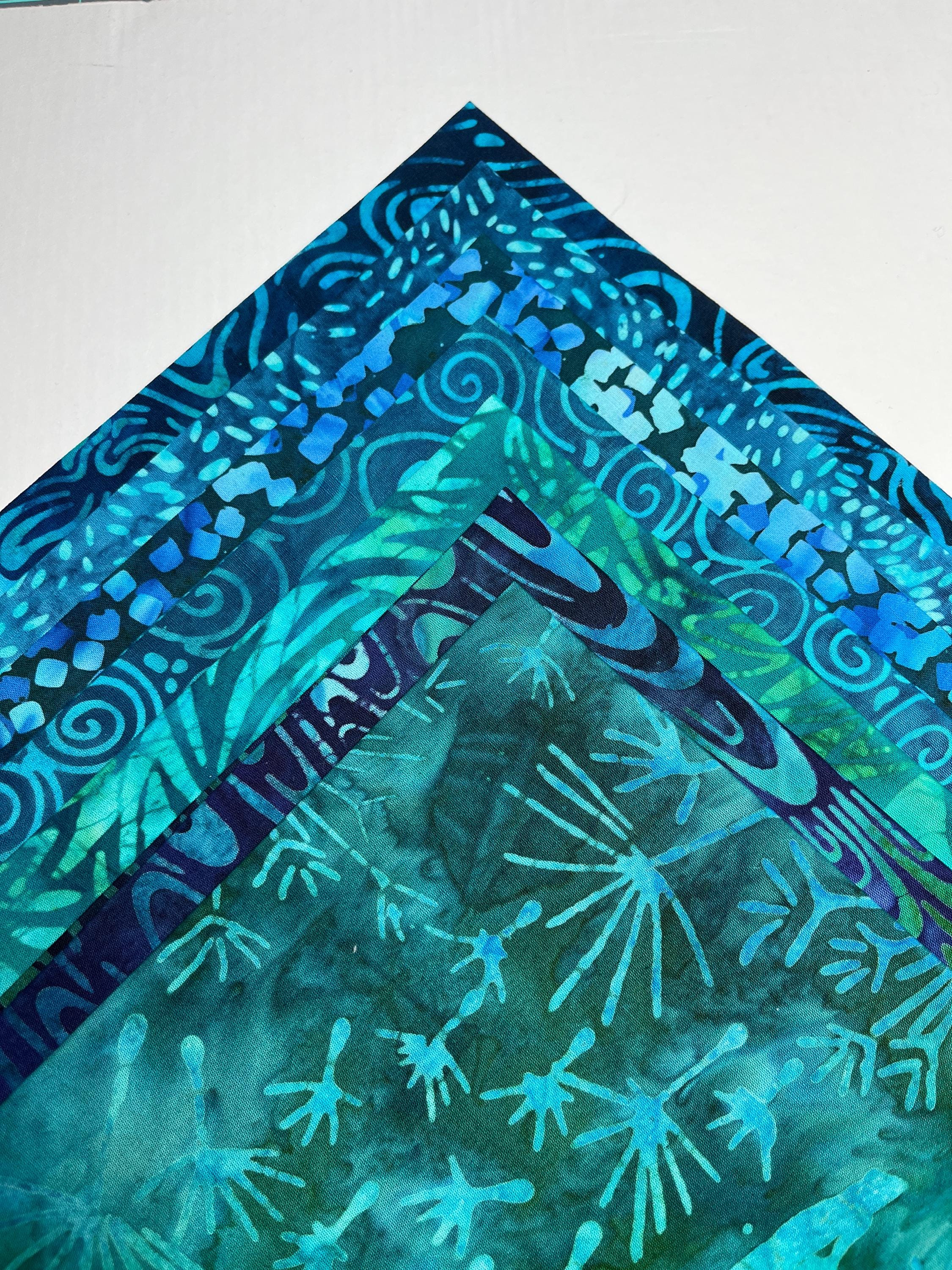 Batik Aquamarine Deep Seas Bali Batik Fat Quarter Bundle of 7 FQ - Etsy