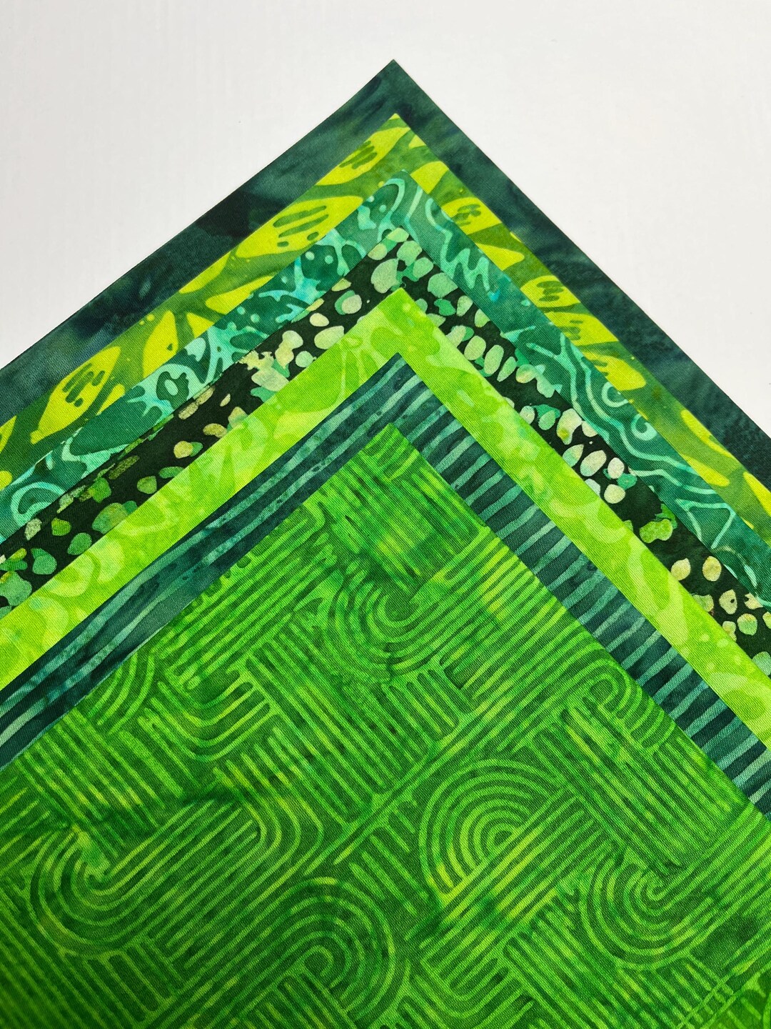 Batik Bright Green Bali Batik Fat Quarter Bundle of 7 Green FQ - Etsy