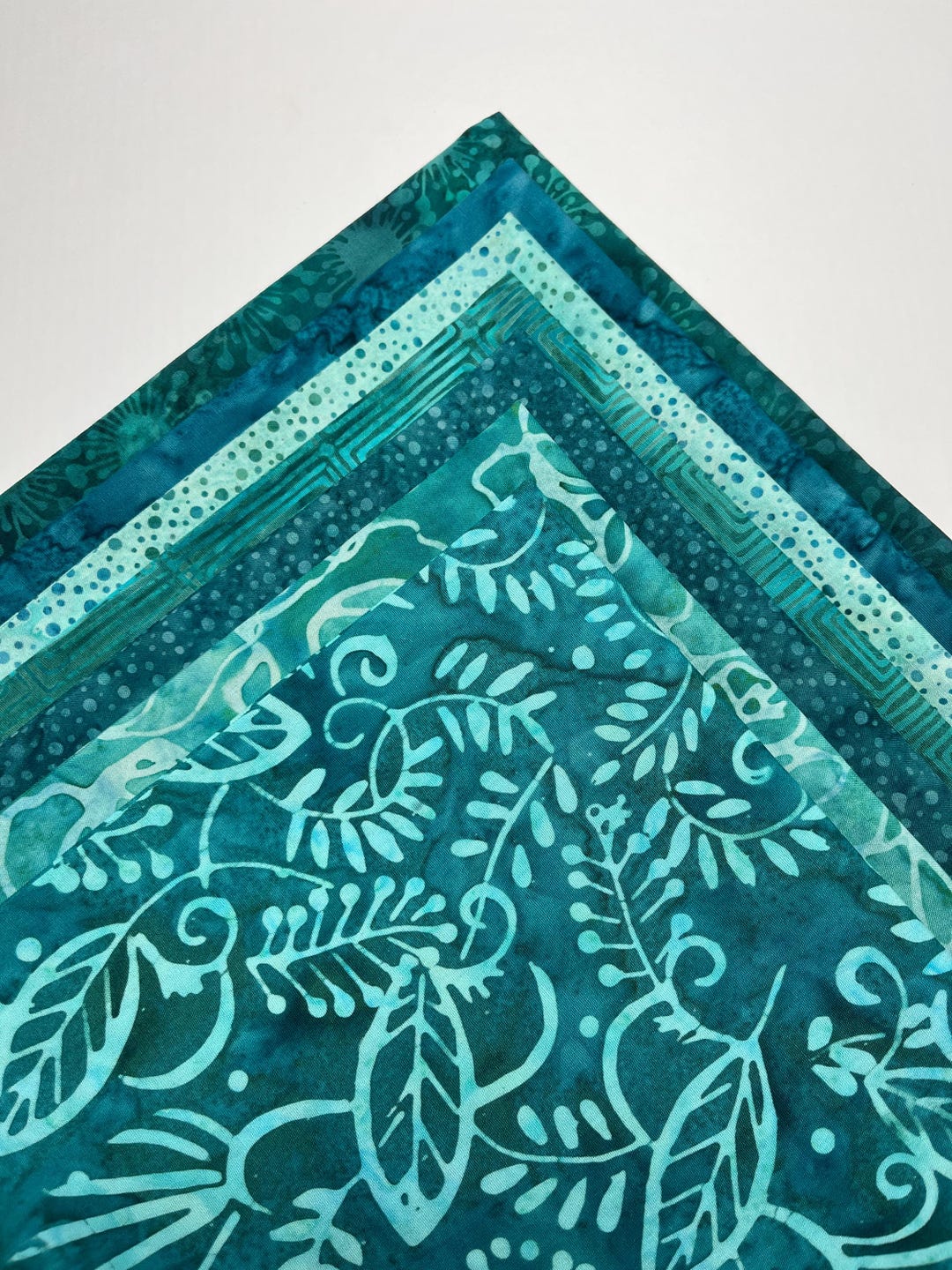 Batik Teal Fat Quarter Bundle of 7 Blue Green FQ - Etsy
