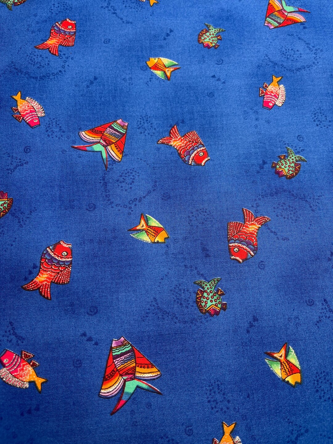 Sea Goddess Laurel Burch Small Fish on Bright Blue . Retired and OOP ...