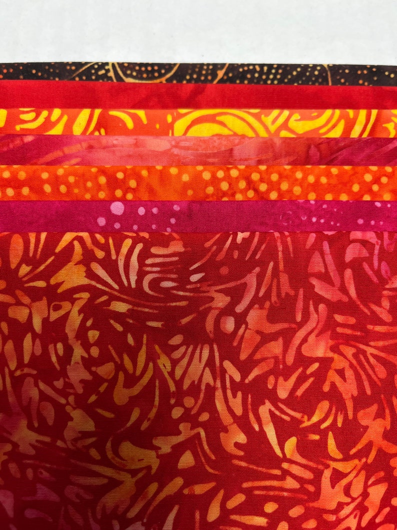 Batik Fire Bali Batik Fat Quarter Bundle of 7 Red Orange - Etsy