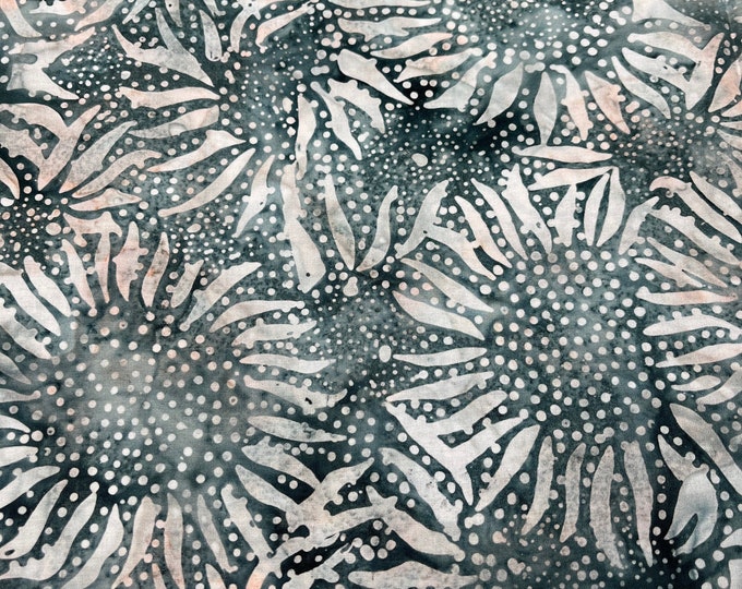 Batik Gray Grey Sunflowers Seagull Color by Hoffman International. BTY ...