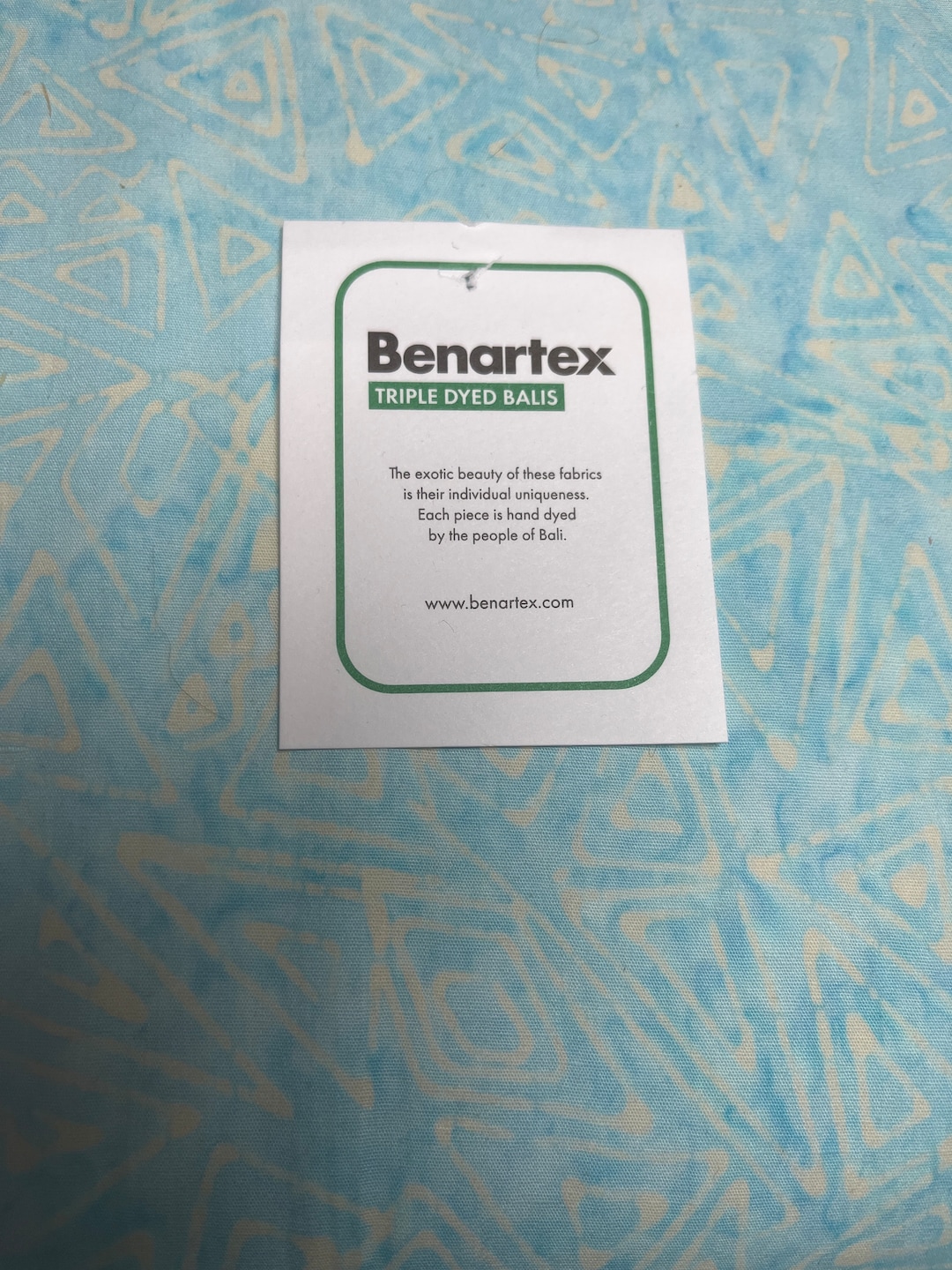 Batik Bali Lakeshore Triangles Light Aqua Blue and White Benartex BTY ...