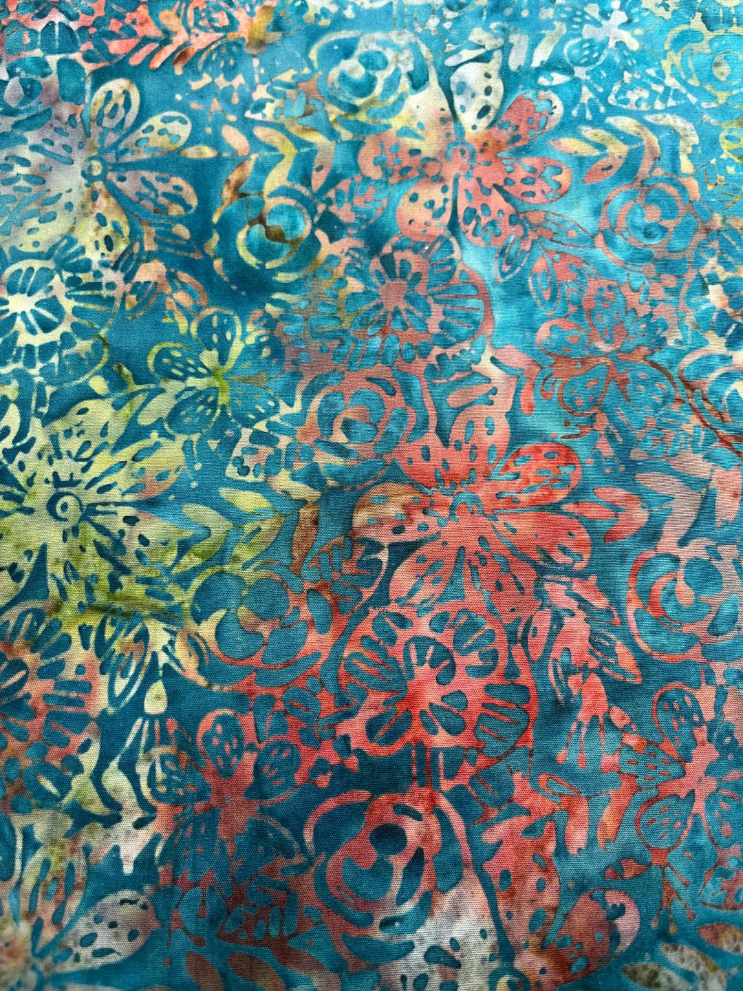 Batik Mystic Teal Etched Floral 2790QX Sequoia Batiks BTY or BTHY ...