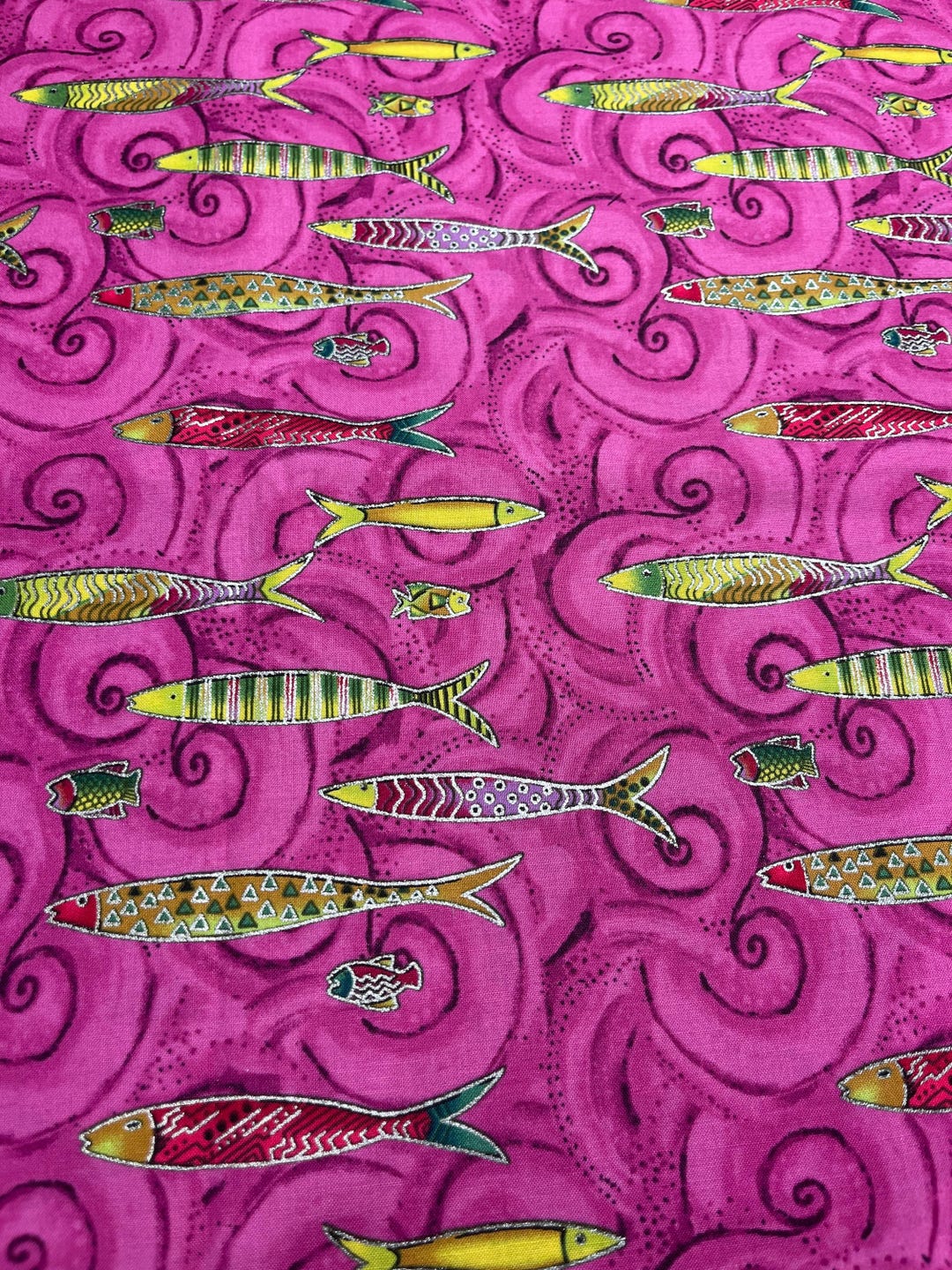 Sea Goddess Laurel Burch Large Fishes on Pink. Retired and OOP. Sold by ...