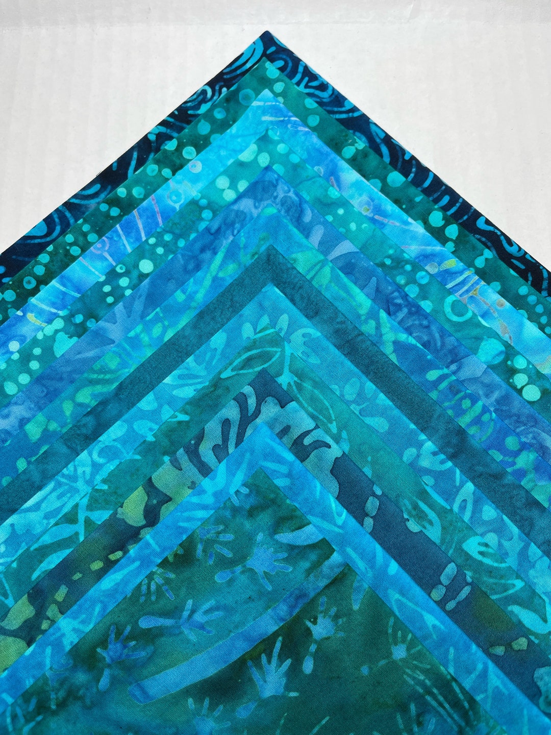 Batik Large Caribbean Deep Ocean Bali Batik Fat Quarter Bundle of 12 FQ ...