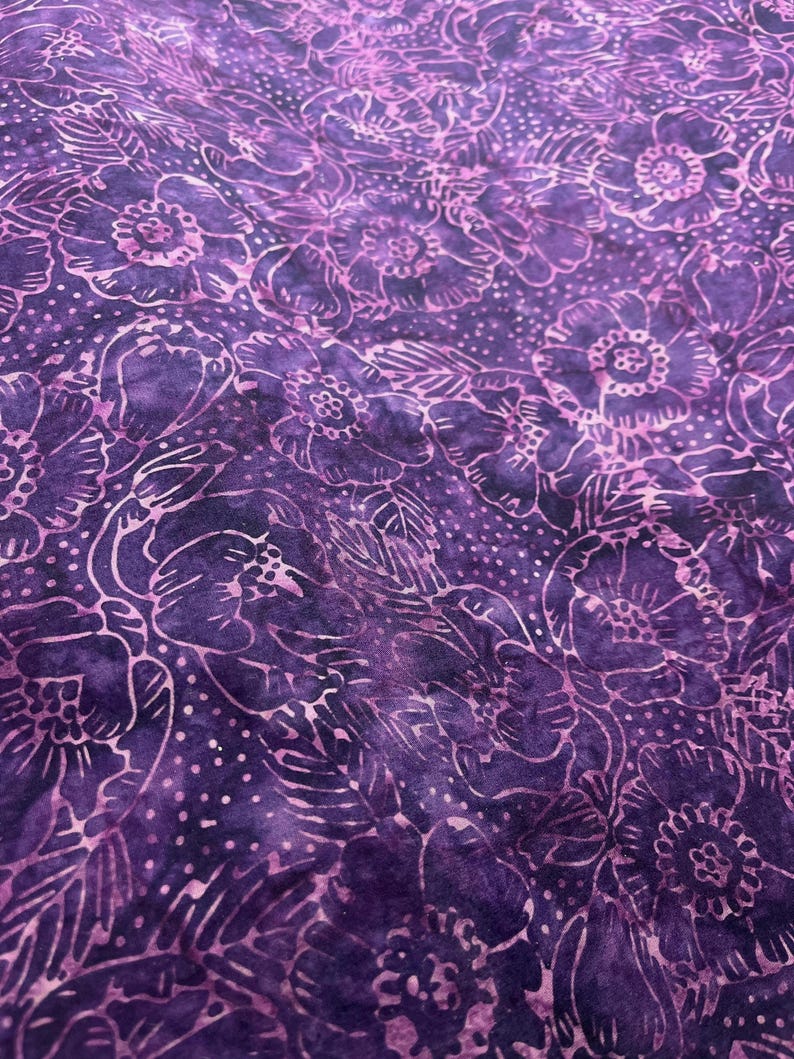 Batik Deep Purple Gardenias Rustic Jewel Anthology Batiks 2762QX BTY or ...
