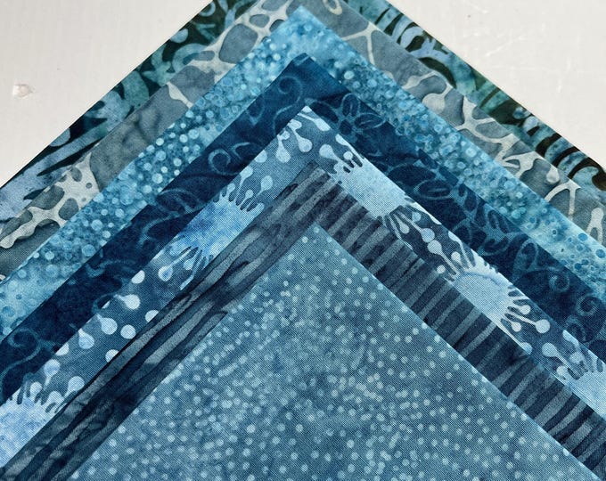 Denim Blue Batik Fat Quarter Bundle: Hand-dyed Cotton Fabric - Etsy