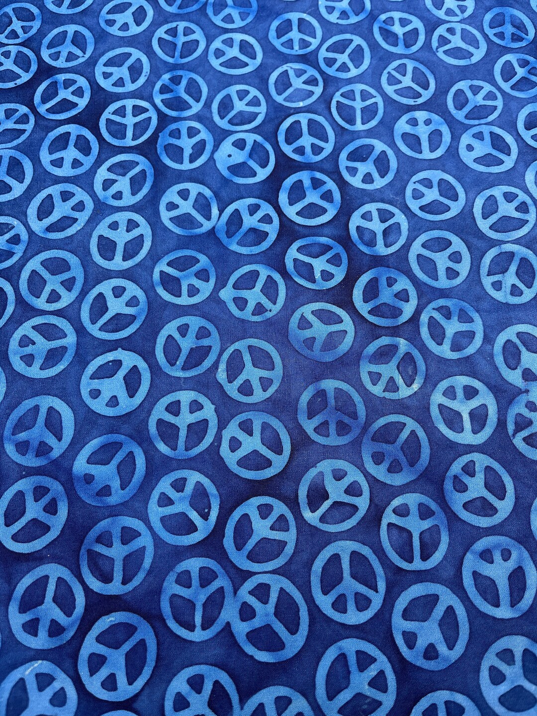 Batik Peace Signs in Cornflower Blue Island Batiks Love and Peace BTY ...