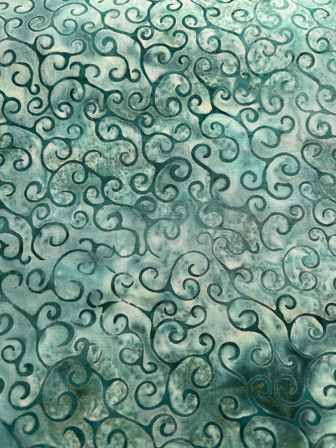 Batik Swirl Teal Lagoon Copper Patina BTY or BTHY. Continuous Yardage ...