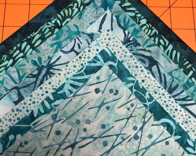 Batik Tealicious Bali Batik Fat Quarter Bundle of 7 Teal FQ - Etsy