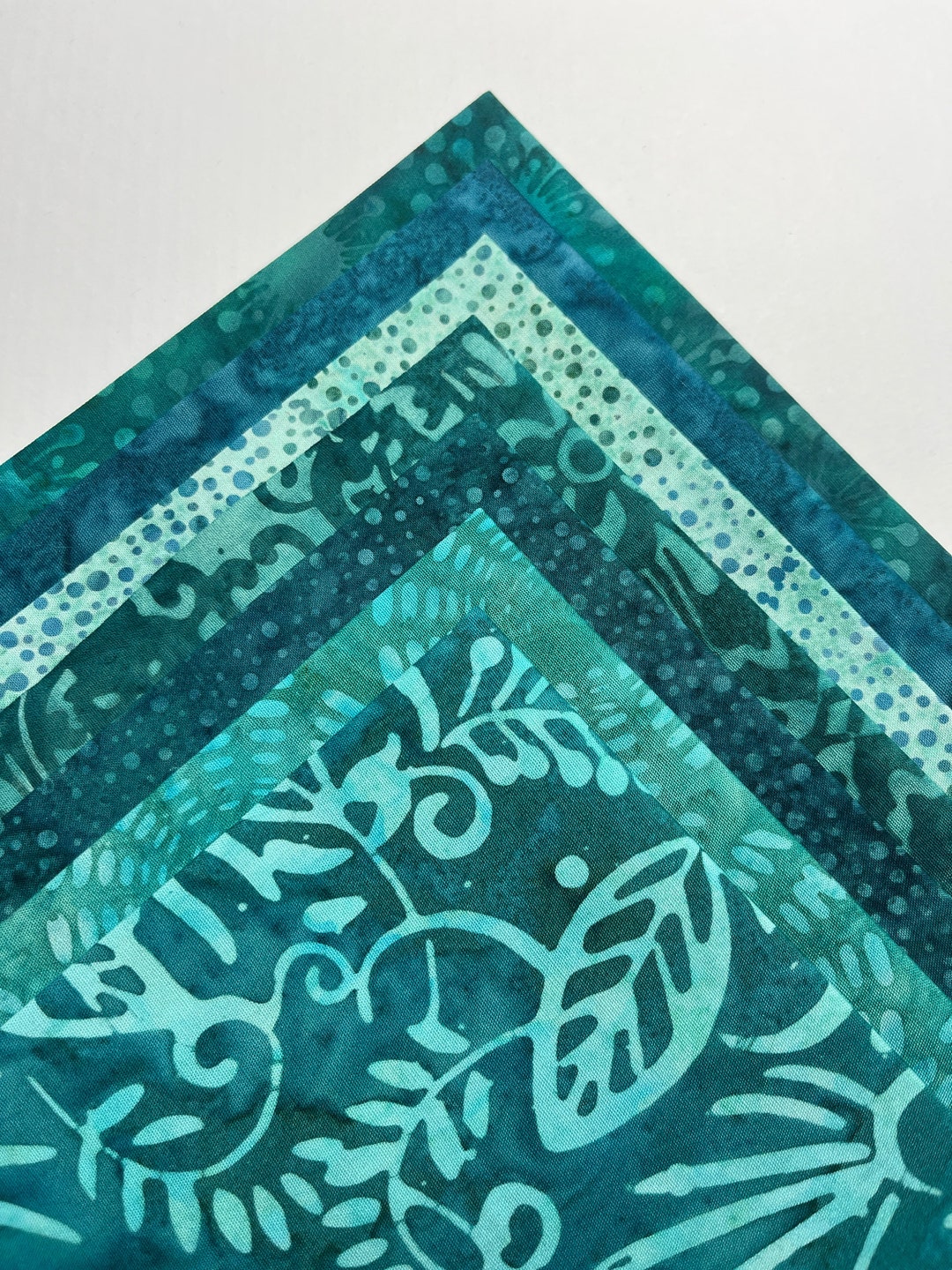 Batik Teal Fat Quarter Bundle of 7 Blue Green FQ - Etsy