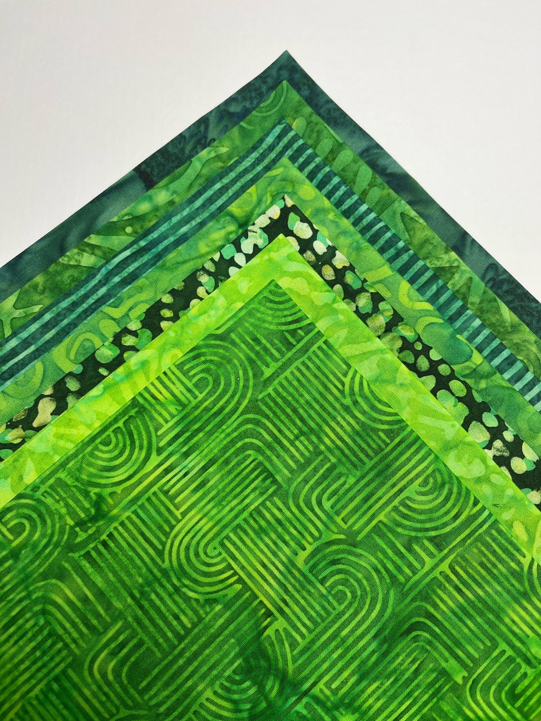 Batik Bright Green Bali Batik Fat Quarter Bundle of 7 Green FQ - Etsy