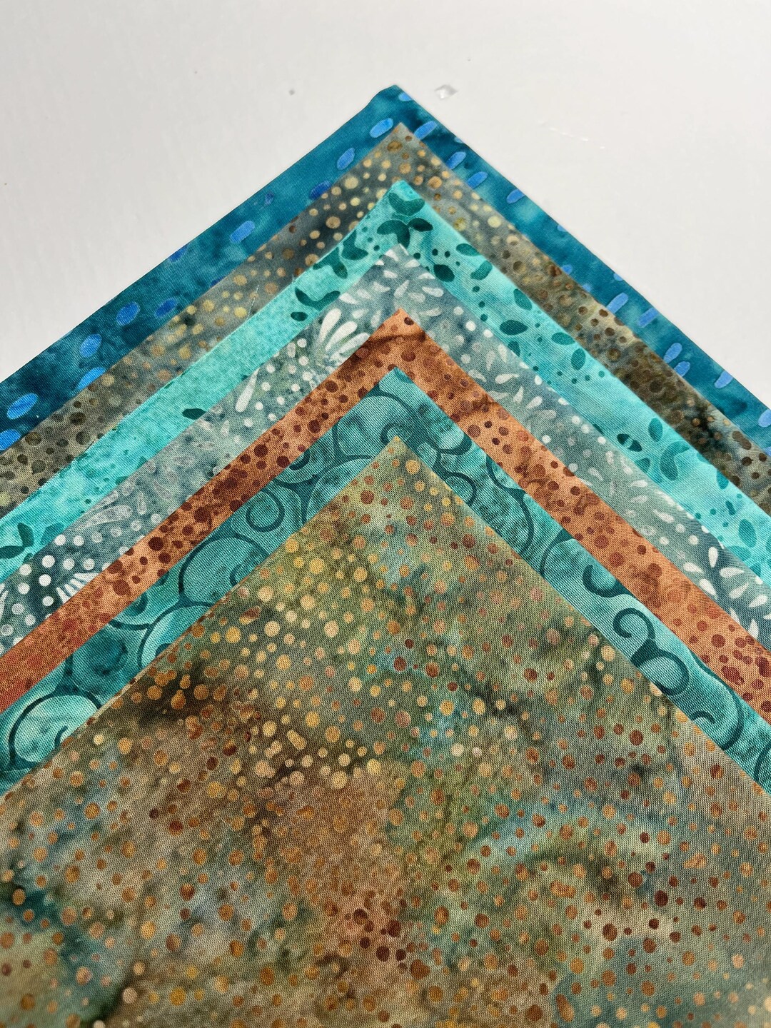 Batik Teal and Brown Fat Quarter Bundle of 7 Blue Green and Brown FQ - Etsy