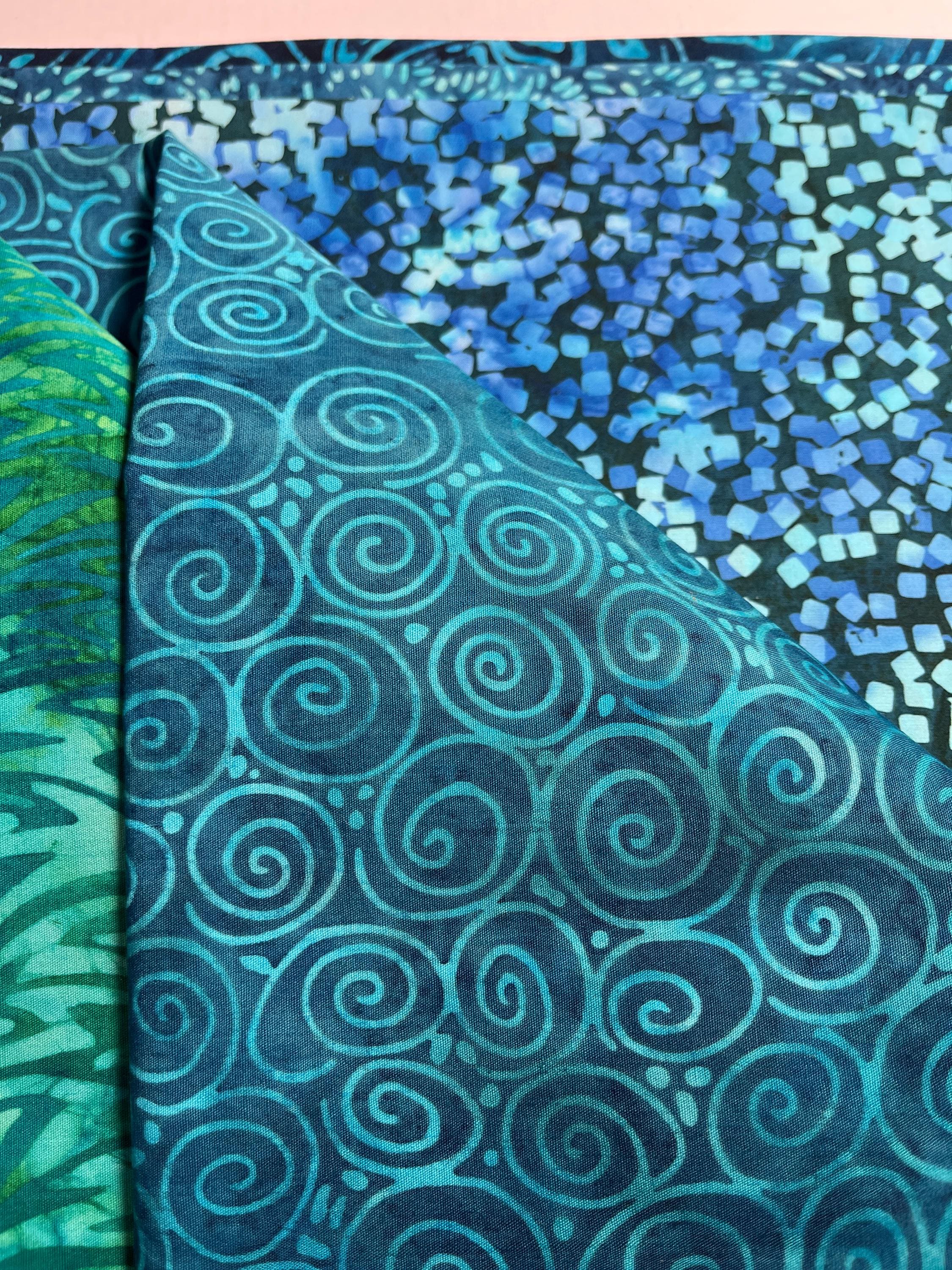 Batik Aquamarine Deep Seas Bali Batik Fat Quarter Bundle of 7 FQ - Etsy