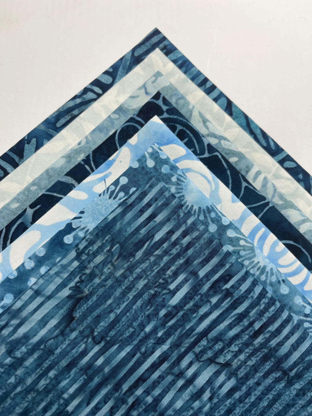 Batik Denim Blue Fat Quarter Bundle of 7 Blue Batik Fat Quarters (FQ ...