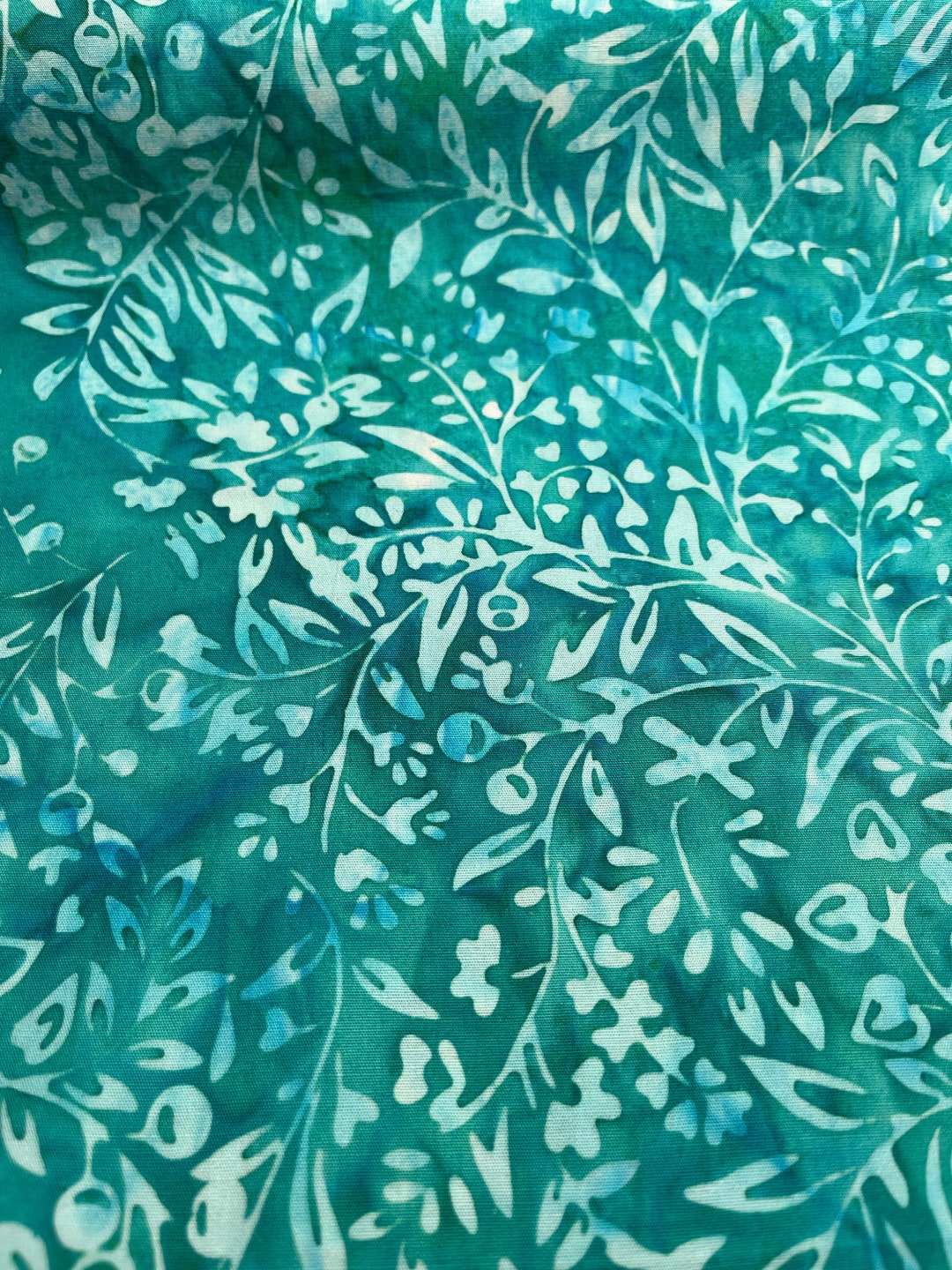 Batik Teal Parakeet Vine Island Batiks Wild Blooms BTY or BTHY ...