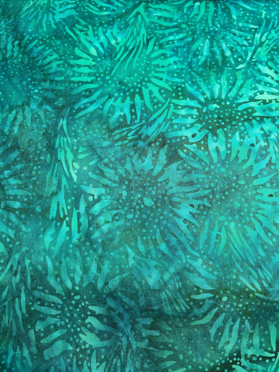 Batik Teal Sunflowers. Island Batiks Grove BTY or BTHY - Etsy