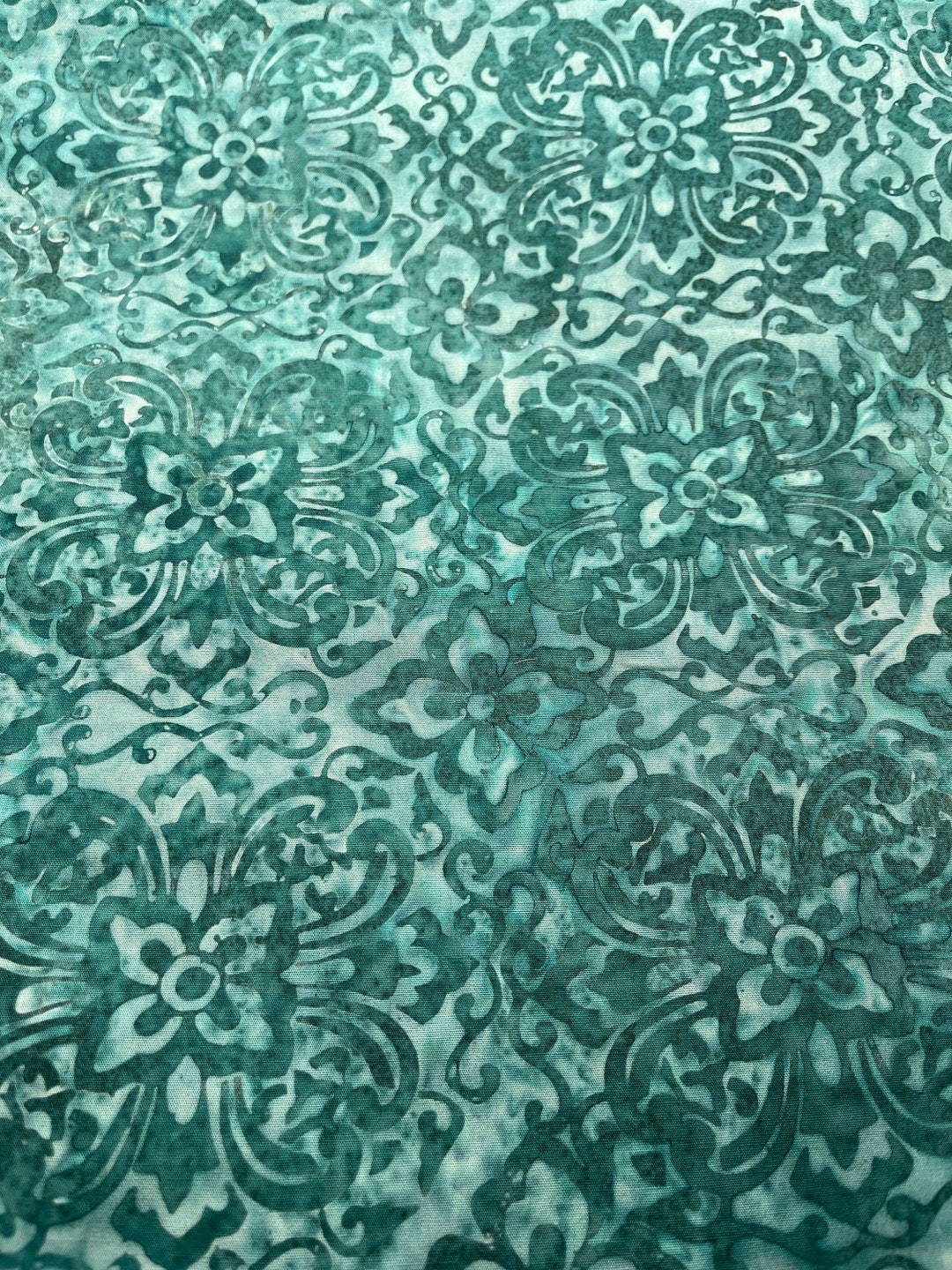 Batik Teal Medallions Copper Patina BTY or BTHY. Continuous Yardage - Etsy