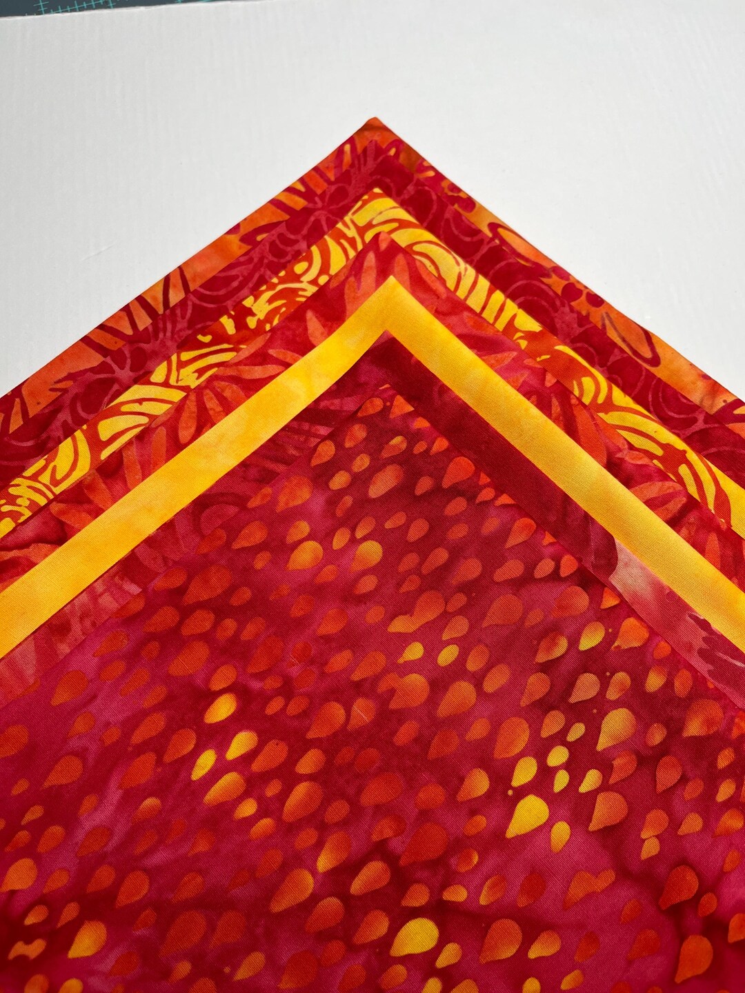 Batik Fire Bali Batik Fat Quarter Bundle of 7 Red, Orange, Yellow Fat ...