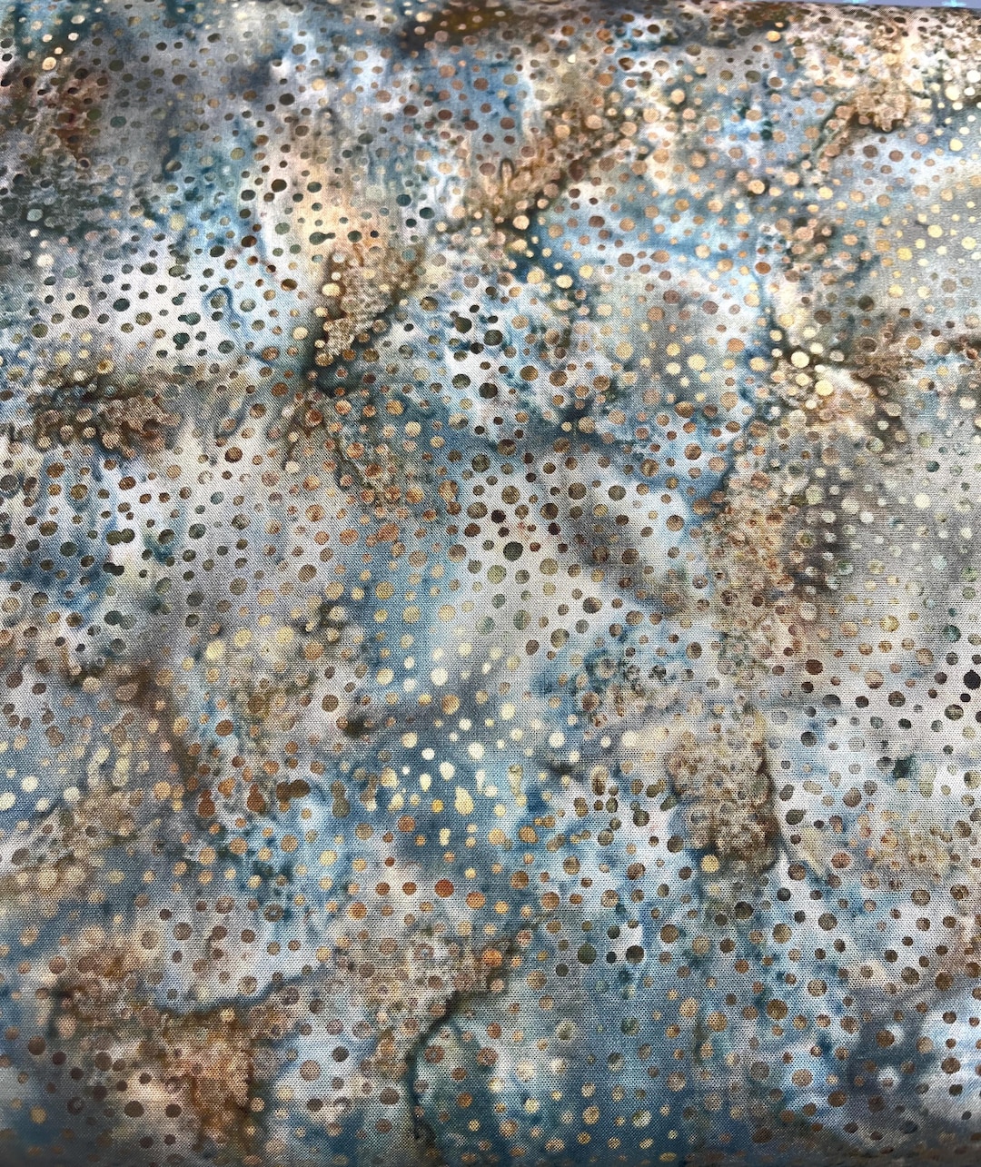 Batik Hoffman Dusty Blue Bali Dots # 885H-D7 Brown, Blue and Teal BTY ...