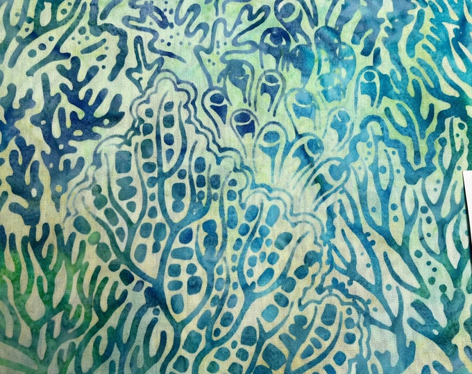 Batik Seashore Coral in Parakeet. Artisan Batiks by Robert Kaufman. AMD ...
