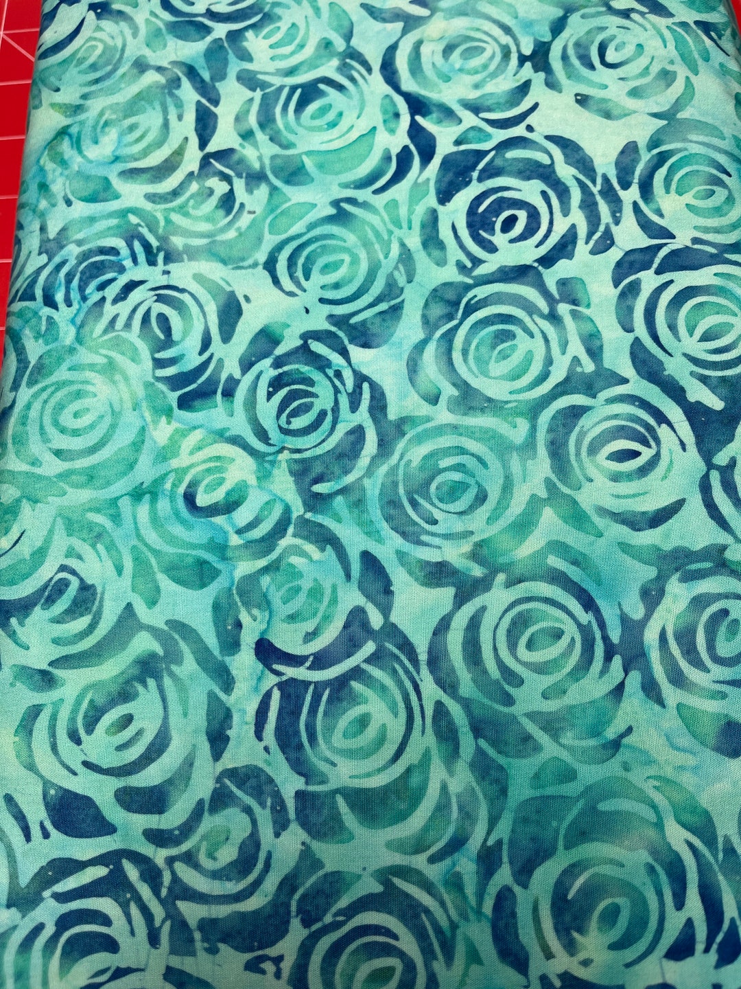 Batik Teal Roses Anthology Batiks. BTY or BTHY 3443Q-X Teal Jacqueline Dejong - Etsy