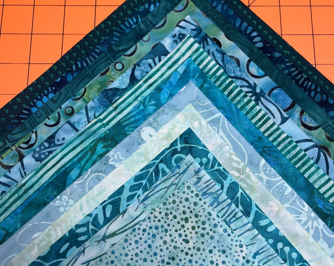 Batik Large Teal Bali Batik Fat Quarter Bundle of 12 FQ - Etsy