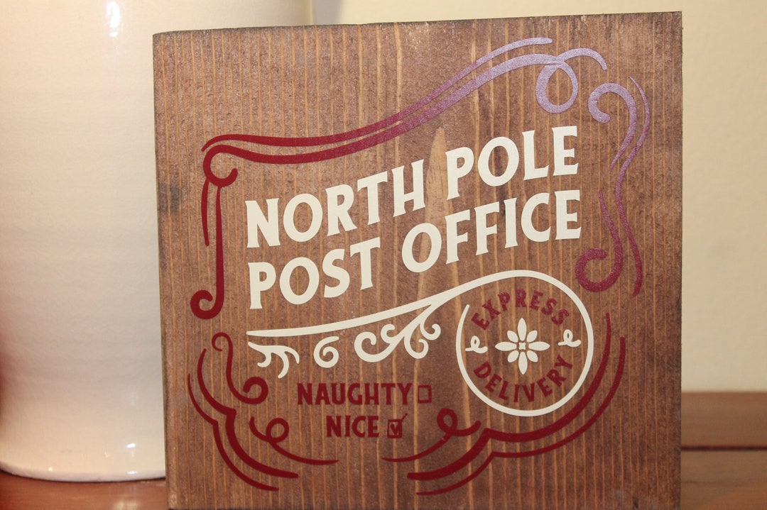 North Pole Post Office 8x8 Inch Custom Wooden Sign - Etsy